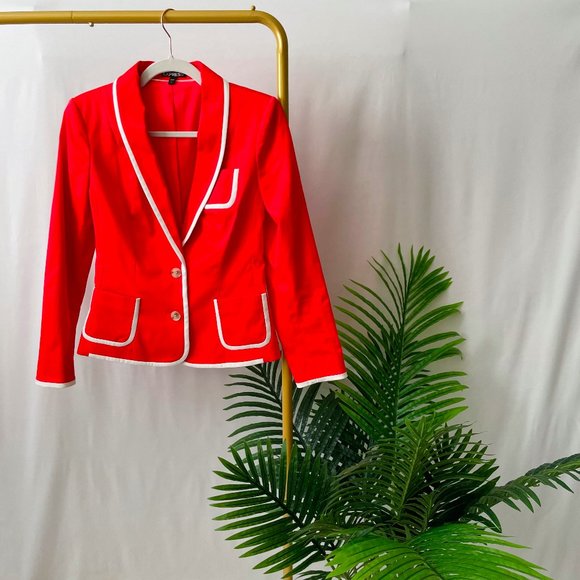 Express | Jackets & Coats | Express Dark Pink And White Blazer | Poshmark